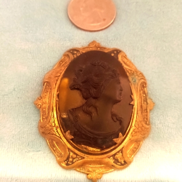 patented | Jewelry | Large Antique Black Cameo Brooch | Poshmark